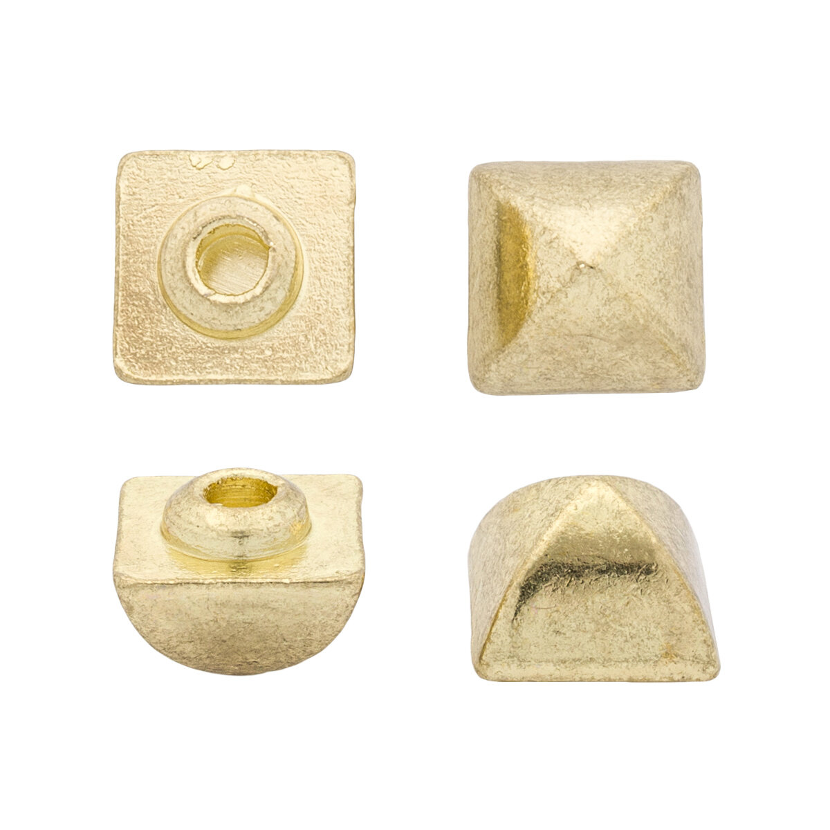 Хольнитены односторонние джинсовые 8*8 мм 'Пирамидка', BIG, 62556, без гвоздика, металл (золото), 20 шт