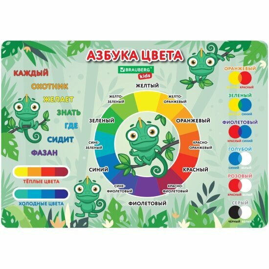 Настольное покрытие Brauberg KIDS для труда и творческих занятий, ПВХ, "Color map", 50х35 см, 272360