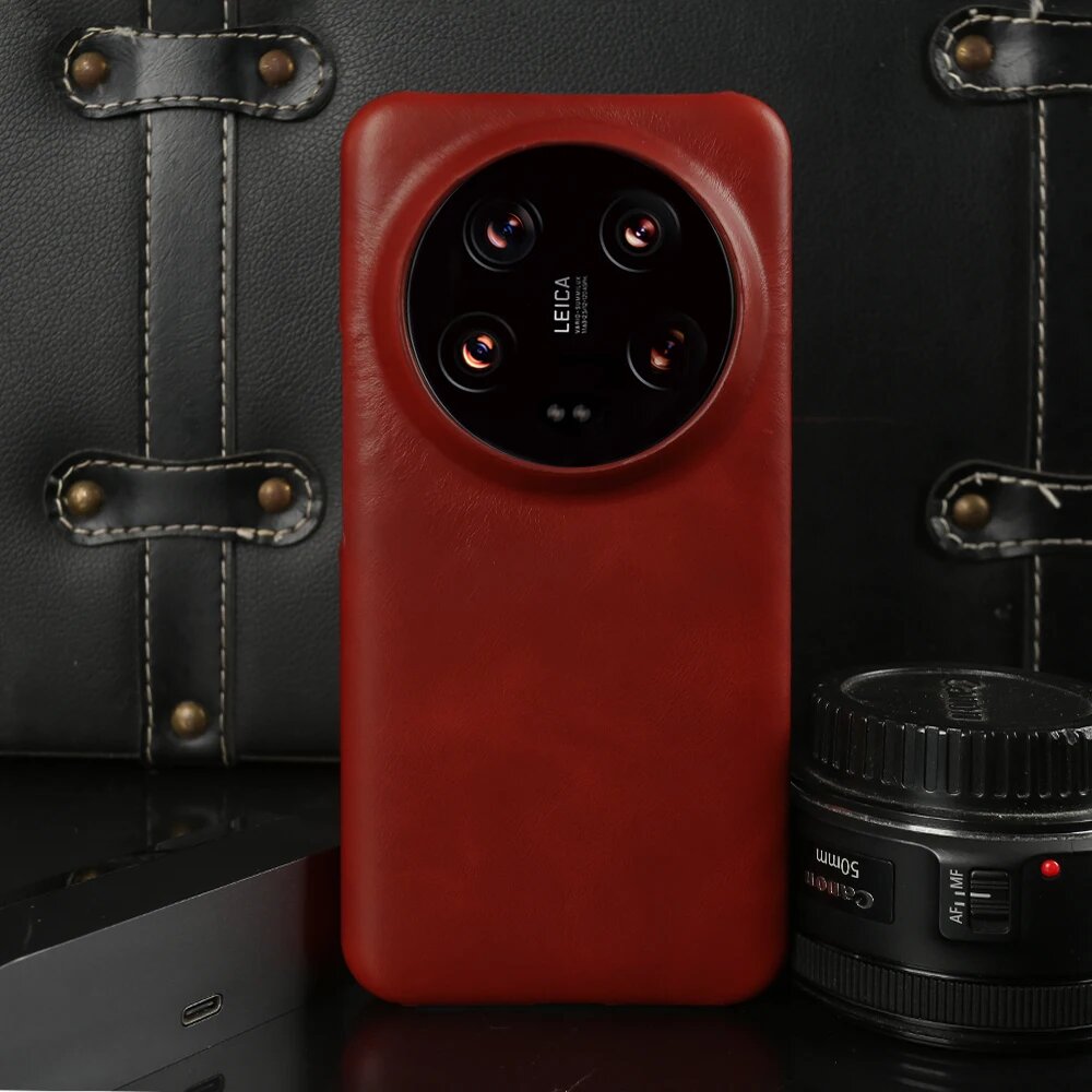 Красный кожаный чехол для Xiaomi 17