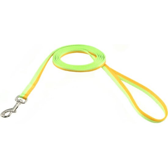 Поводок V.i.pet с карабином лента 10 мм*5 м (желто-салатовый)