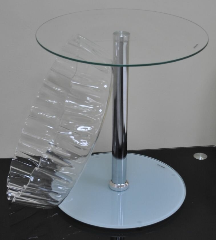 Стол GC1779 Red Black прозрачный, металл и стекло, круглая столешница, круглое основание