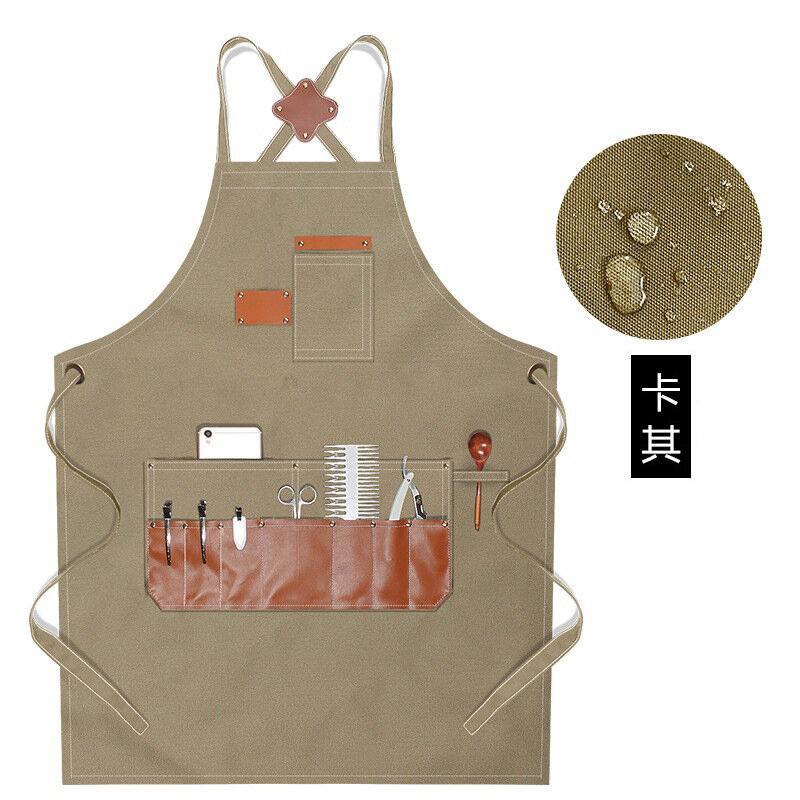Фартук парикмахера, с логотипом, женский, непромокаемый, цвет хаки