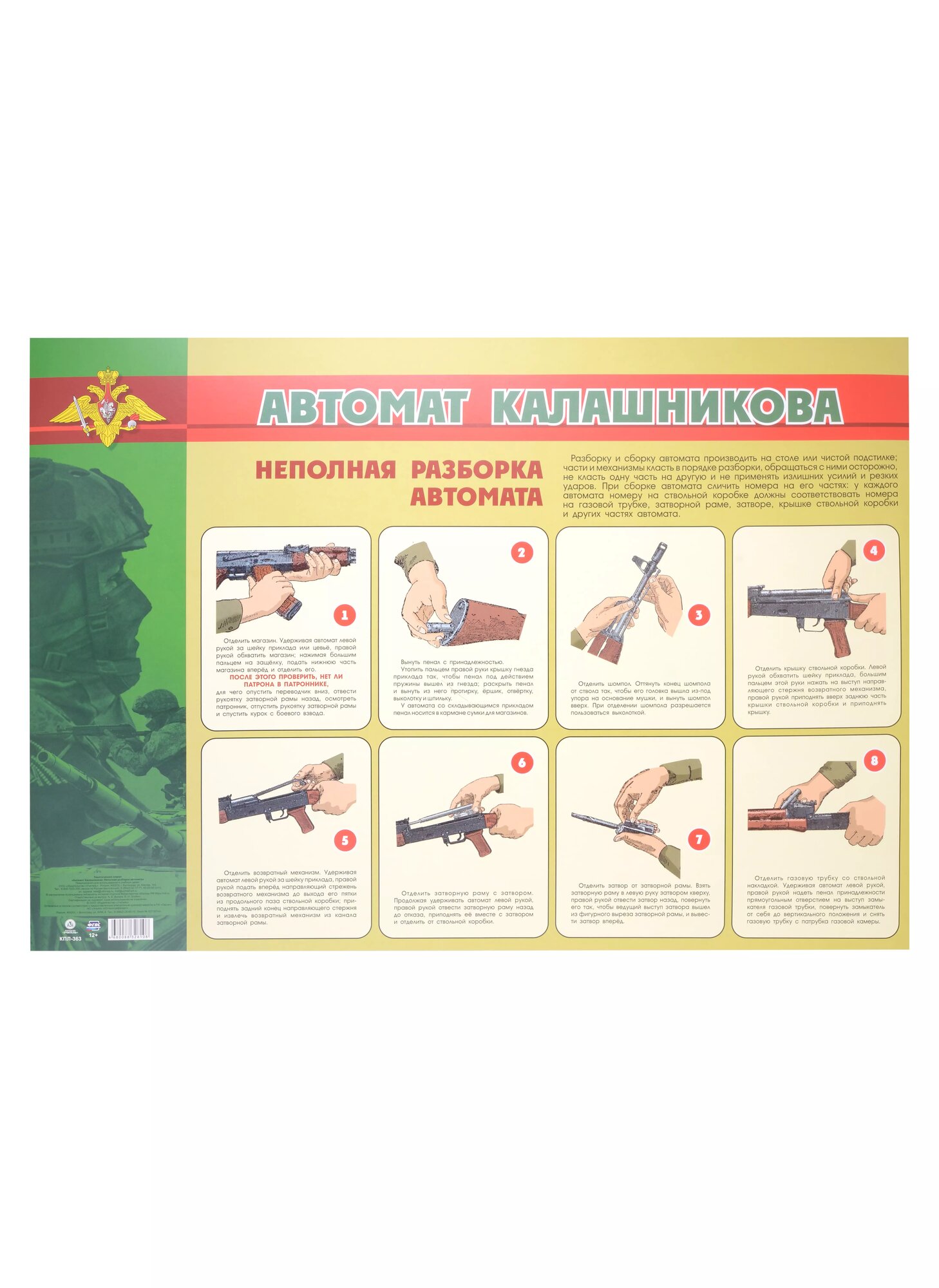 Тематический плакат "Автомат Калашникова". Неполная разборка