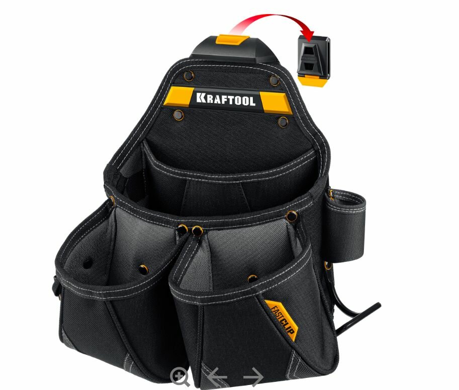 Поясная сумка KP-15 с быстросъёмным креплением FastClip, 15 карманов и петель, 350 х 320 мм (38771) KRAFTOOL,