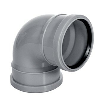 Отвод угол двухраструбный канализационный 50х90гр (серая)