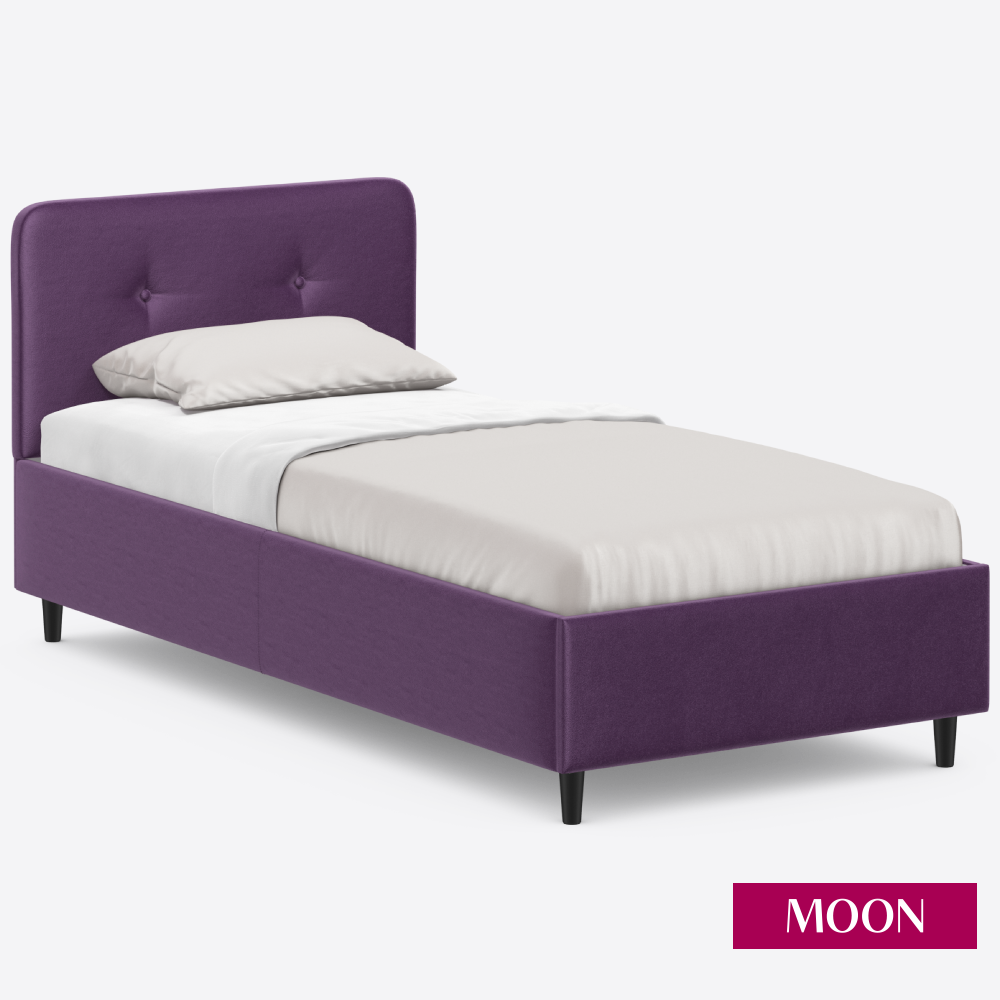Кровать односпальная с подъемным механизмом на ножках, MOON FAMILY 1253, размер 90х200 см, велюр фиолетовый. Ортопедическое основание в комплекте
