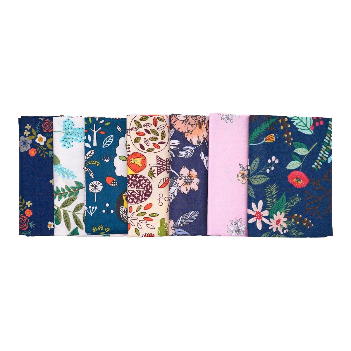 PAT07-06 Набор тканей 'Растительный принт' разноцветный, 100% хлопок, 50*50см,7 шт, Astra&Craft