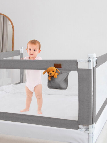 Барьер защитный для кровати Amarobaby Linear серый 200 см.