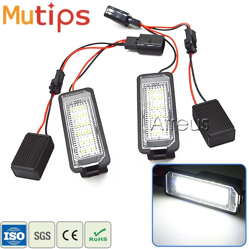 2X Автомобильный светодиодный Подсветка регистрационного номера 12V нет ошибок для Volkswagen Passat CC Golf 4 5 6 VW Polo Phaeton, высокая мода, новый Жук для SEAT Leon