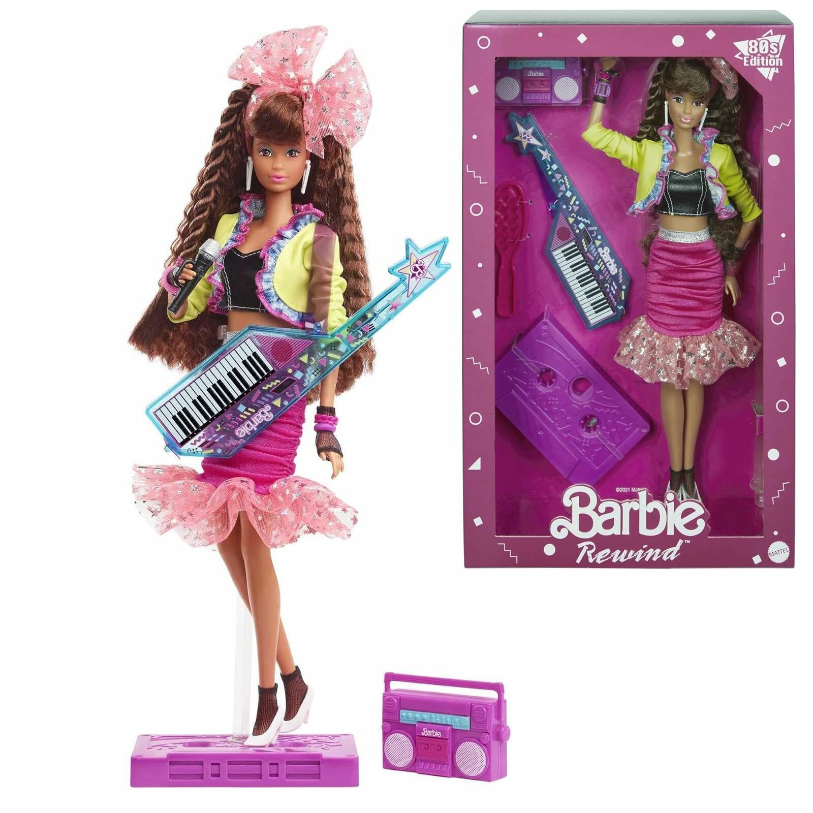 Кукла Mattel Barbie Signature, Rewind 80s Издание Night Out, 11,5 дюймов Брюнетка
