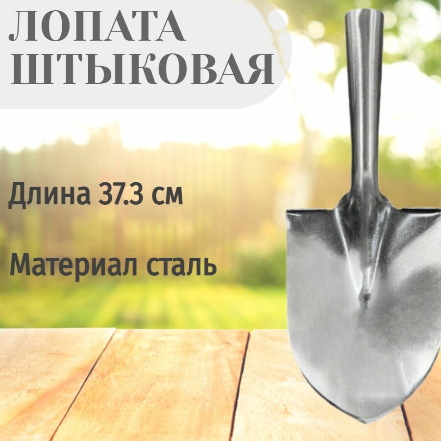 Лопата штыковая, длина 37.3 см, из стали (без черенка) - оснащена заостренным лезвием, что позволяет быстро справиться с земляными работами.