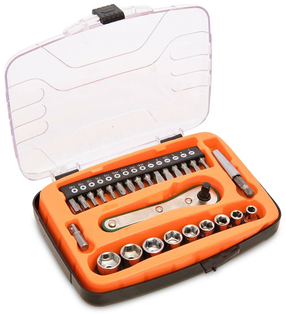 Набор головок и бит с ключом-трещоткой 27 предметов xs008 B A2172522 Инструменты