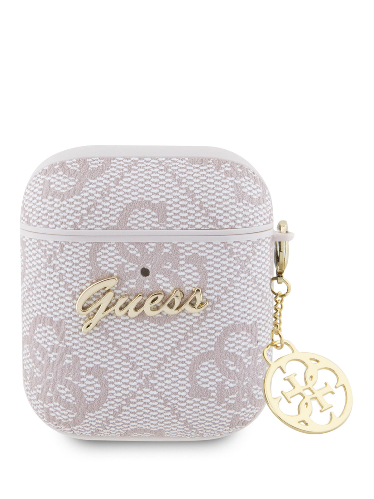 Guess для Airpods 1/2 чехол PU leather 4G with metal logo and Charm Pink
