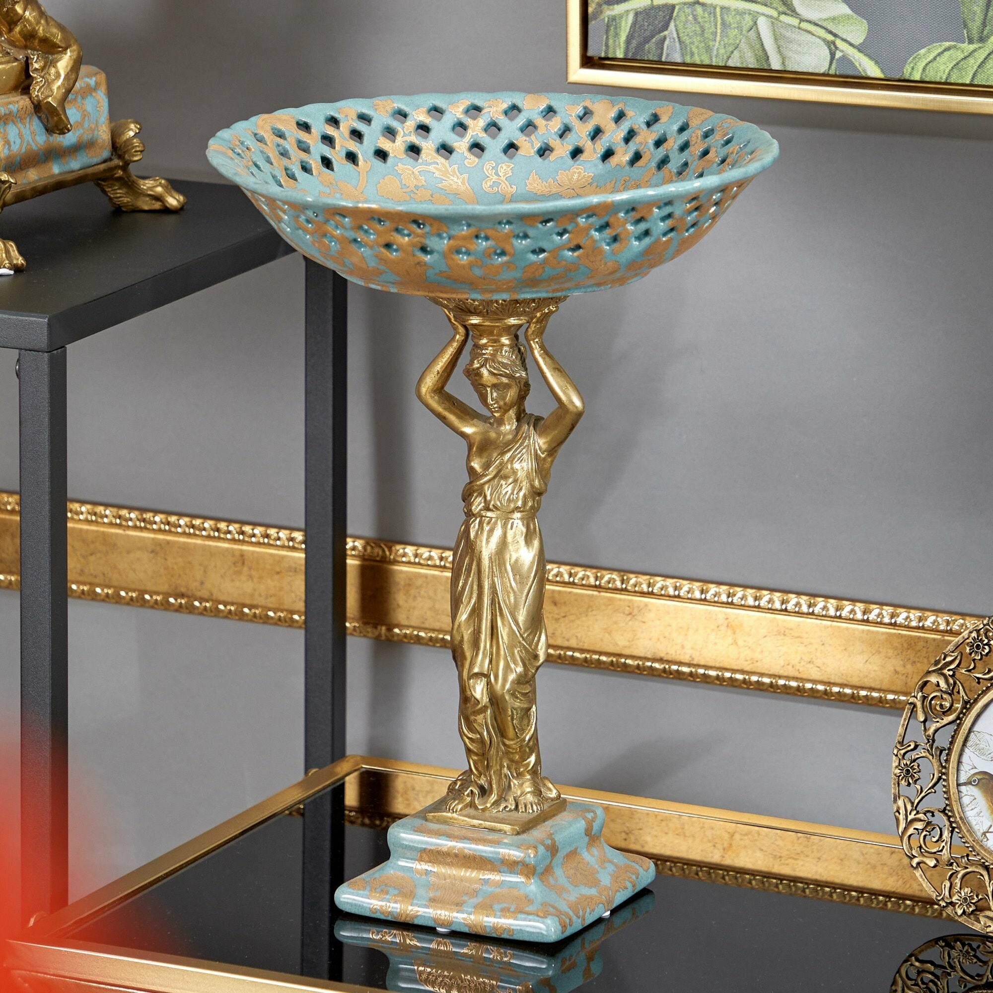 31G1440/B131EC/NB4199 Чаша на девушке 25х25х34см, Фарфор, бронза, Glasar