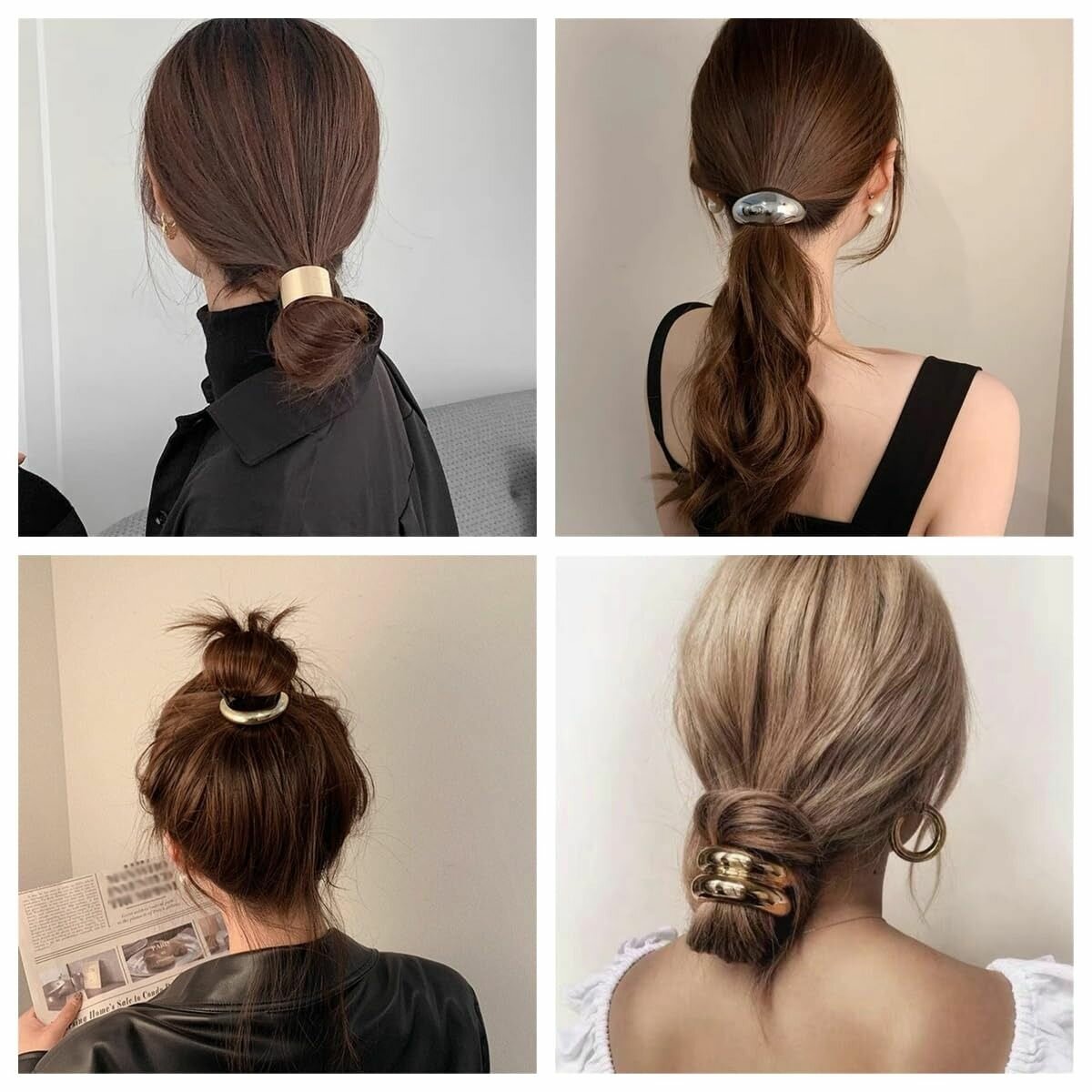 Женские металлические повязки на голову, набор из 4 штук.