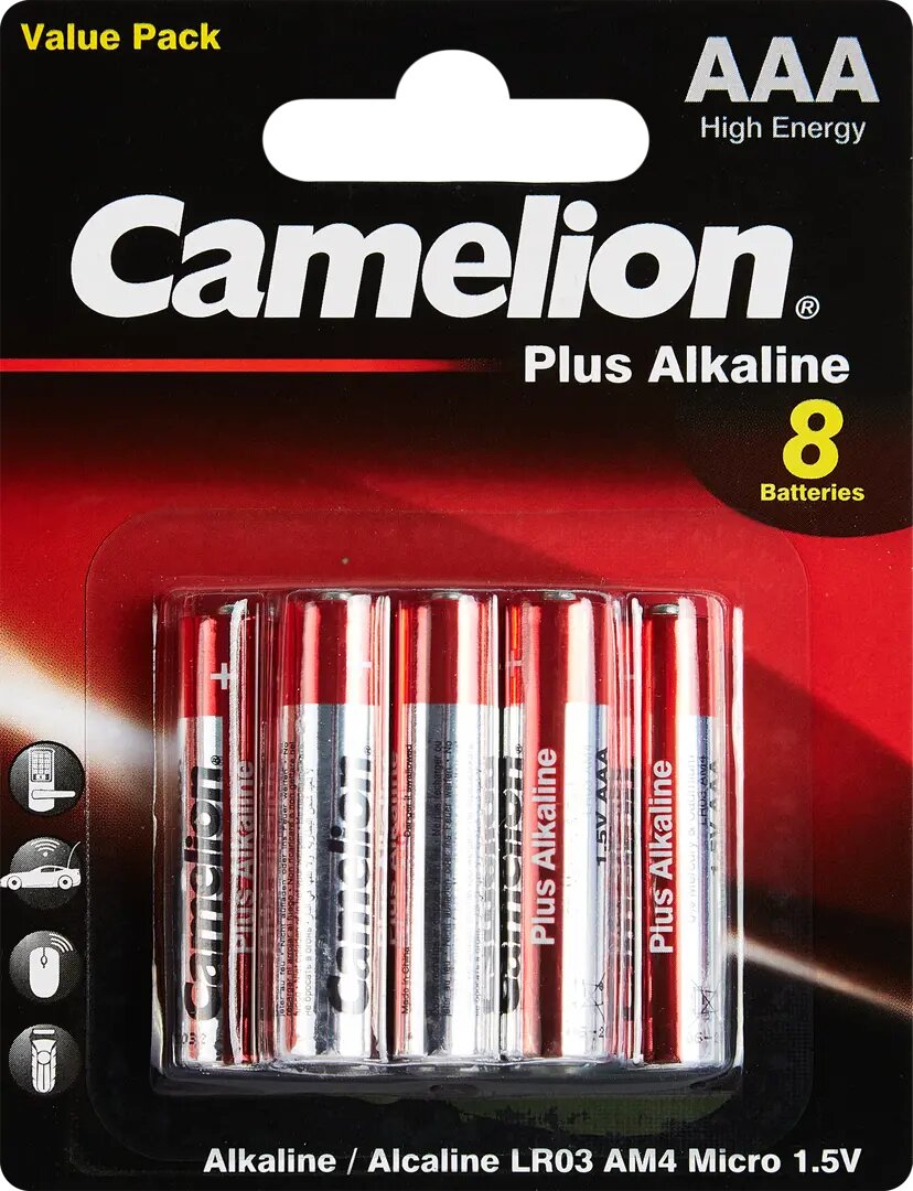 Батарейка алкалиновая Camelion Plus Alkaline LR03-BP5+3 AAA 8 шт.