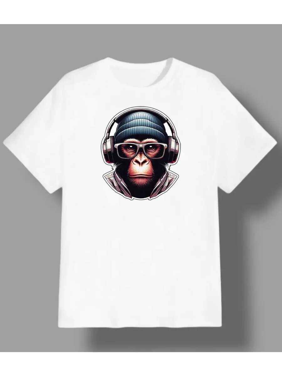 Футболка обезьяна в наушниках