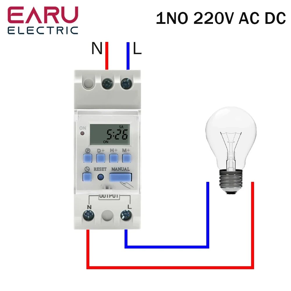 Программируемое реле THC 15A 30A для монтажа на DIN-рейку 15A, 1NO 220V AC DC