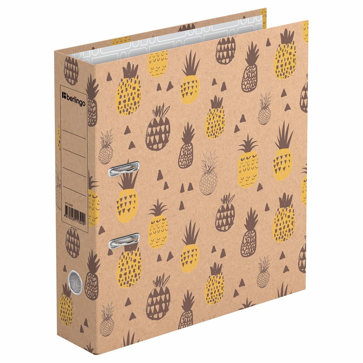Папка-регистратор Berlingo Pineapple (70мм, А4, крафт-бумага) с рисунком (ATk_70403)