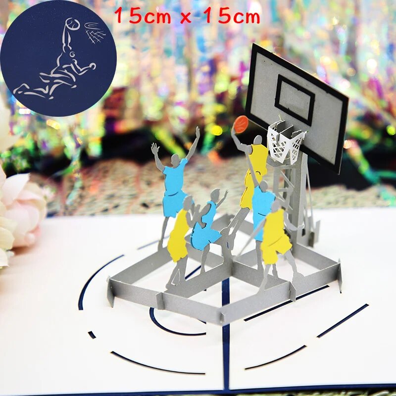 3D открытка "Баскетбол", Цвет: Dunk, 15x15 см