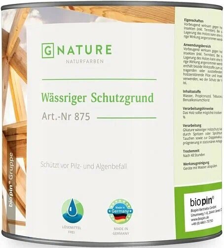 Грунт-антисептик Gnature 875 Wassriger Schutzgrund на водной основе, бесцветный 2.5л
