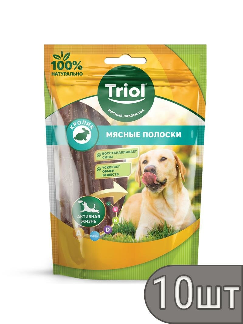 Triol Набор 10 шт Мясные полоски из кролика для собак 70г 0.7 кг