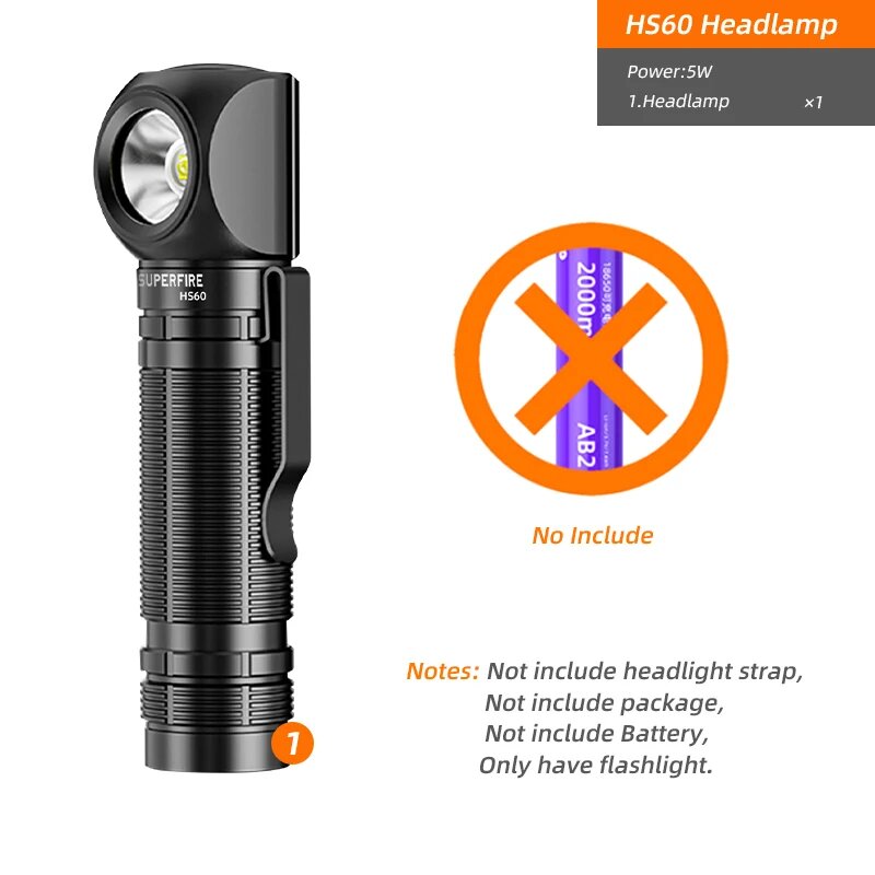 Налобный фонарь SUPERFIRE TH04 LED HS60 Only Flashlight