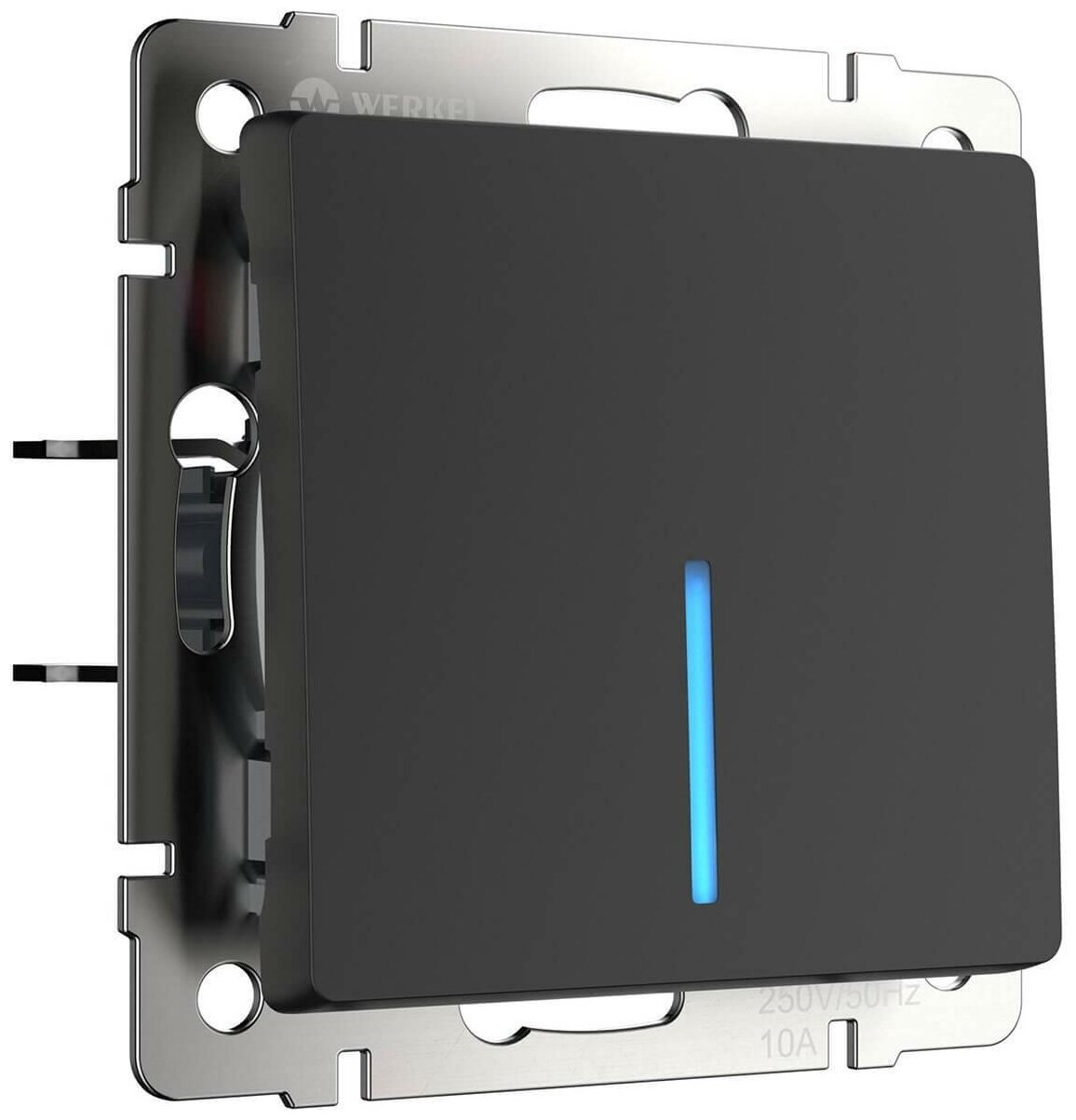 Выключатель Werkel одноклавишный проходной с подсветкой черный матовый W1112108 4690389156670