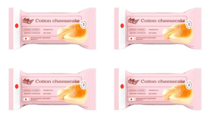 Протеиновое пирожное ProteinRex Cotton, cheesecake, 40 гр, 4 шт