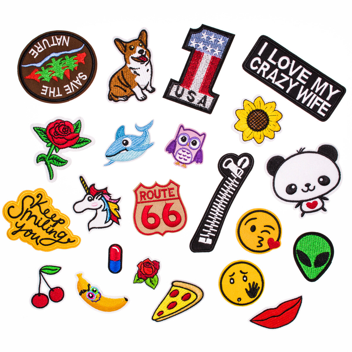 Набор вышитых патчей, 22 цвета, 3 модели