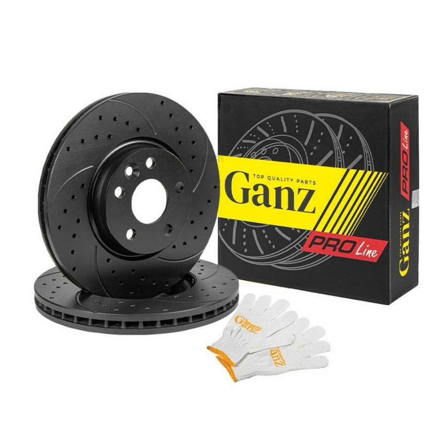 GANZ GIJ10022S Диск тормозной передний перфорированный PRO-LINE с покрытием (комплект 2 шт) FORD/VOLVO/LAND ROVER FREELANDER 2 GANZ GIJ10022S
