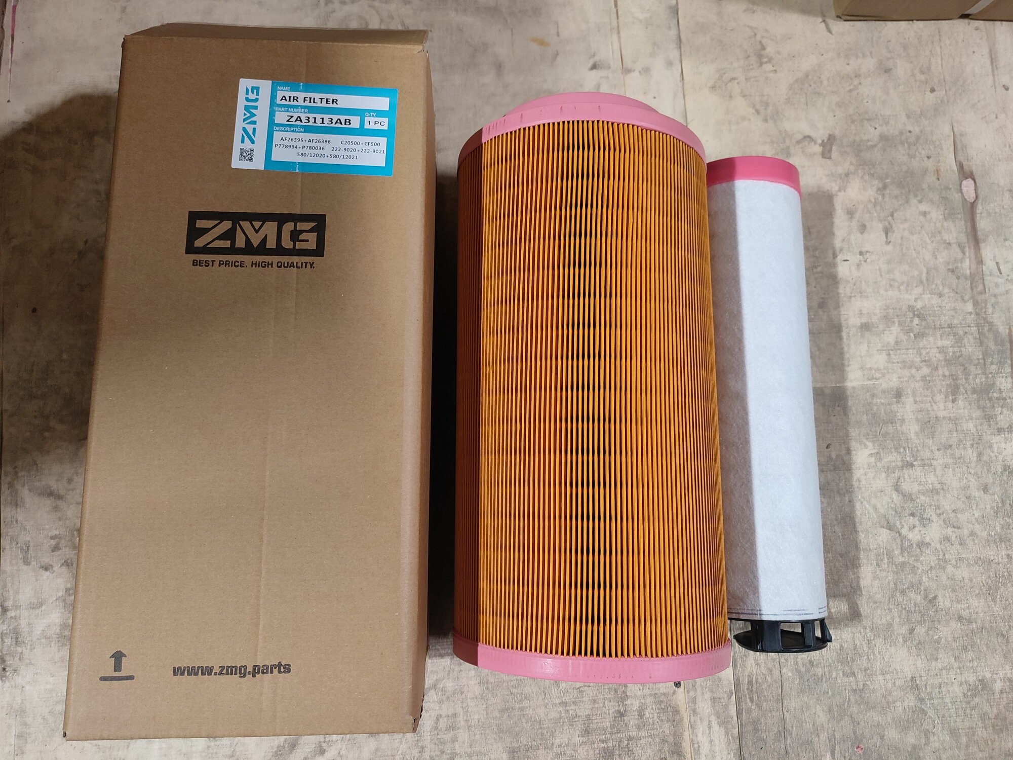 Фильтр воздушный ZMG ZA3113AB (AF26395+AF26396; P778994+P780036; 222-9020+222-9021; ST40101AB) JCB JOHN DEERE TEREX, CATERPILLAR DOOSAN DEUTZ, VOLVO ATLAS COPCO