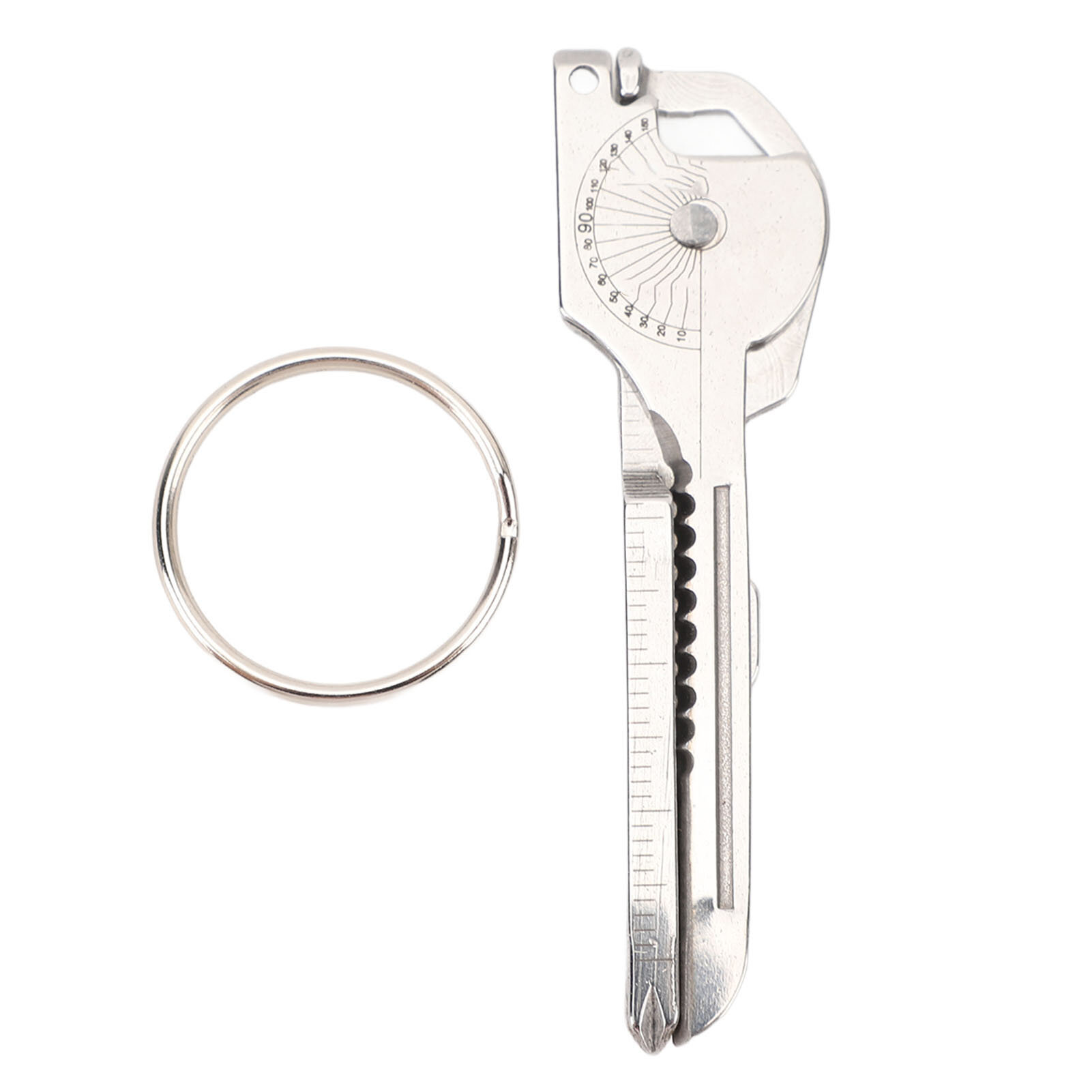 Многофункциональный инструмент-брелок 8 в 1 из нержавеющей стали: отвертка, открывалка для бутылок, карманный многофункциональный инструмент с кольцом для ключей для экстренных случаев и кемпинга.
