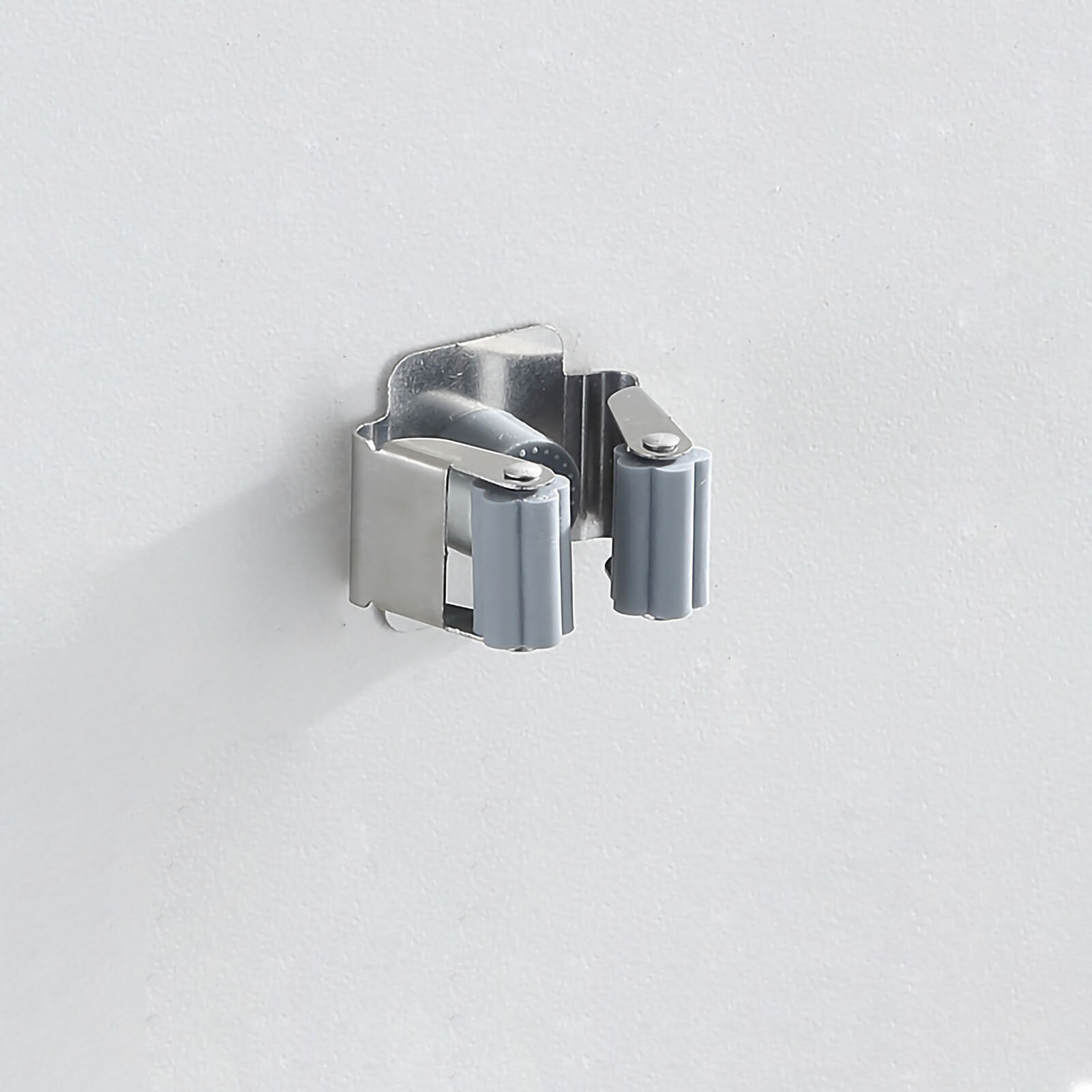 Настенный зажим для швабры, перфоратор из нержавеющей стали, установка без клея, многофункциональный держатель для швабры, для ванной комнаты, туалета, маленькие квадраты, серый