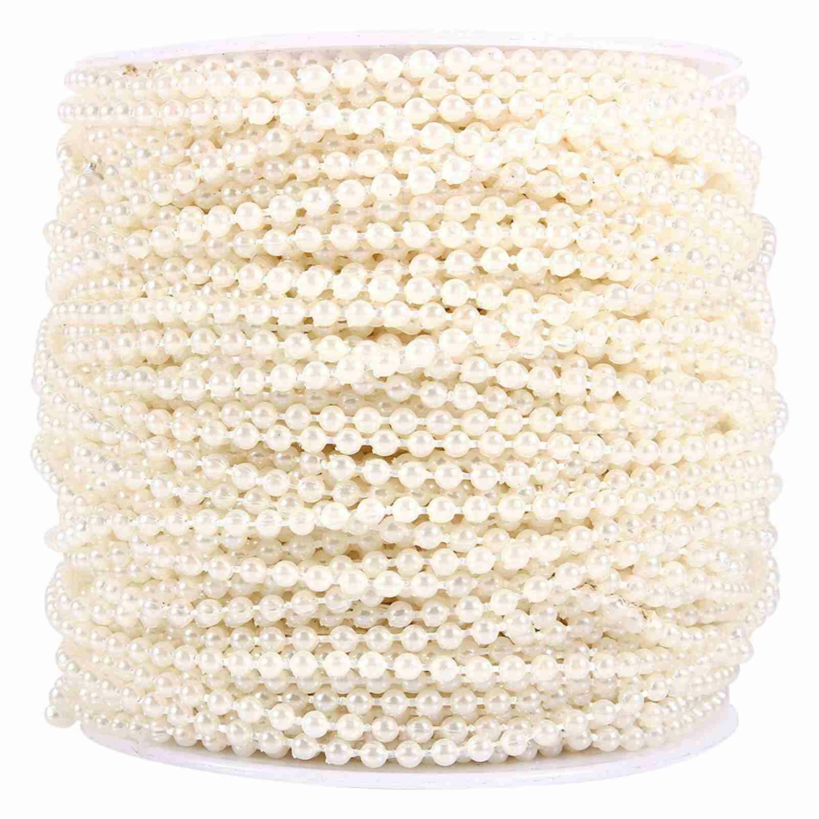 Рулон лески 50 м, 3 мм, жемчужная нить, бусины, гирлянда для свадебного украшения, центральные элементы стола, бежевый.