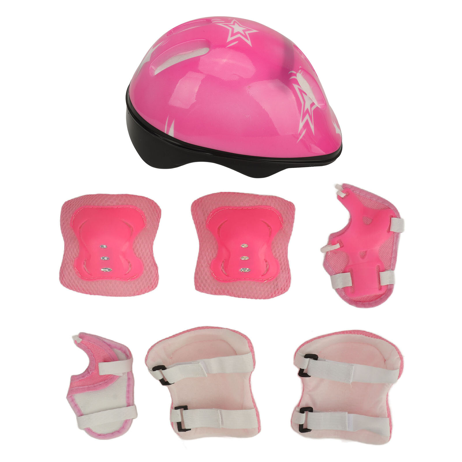 Набор защитной экипировки для детей для велосипеда и спорта с регулируемыми коленками, локтями, запястьями, шлемом для возраста 5-14 лет Розовый 1 Шлем 2 Коленки 2 Локти 2 Запястья 1 Сетка