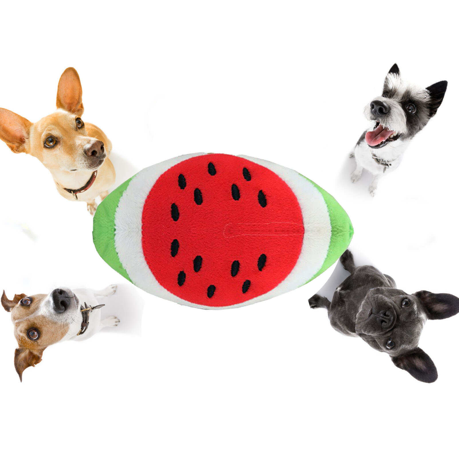Плюшевая игрушка для собак, мягкая устойчивая к укусам шлифовка зубов в форме арбуза, мягкая игрушка для жевания домашних животных для щенка