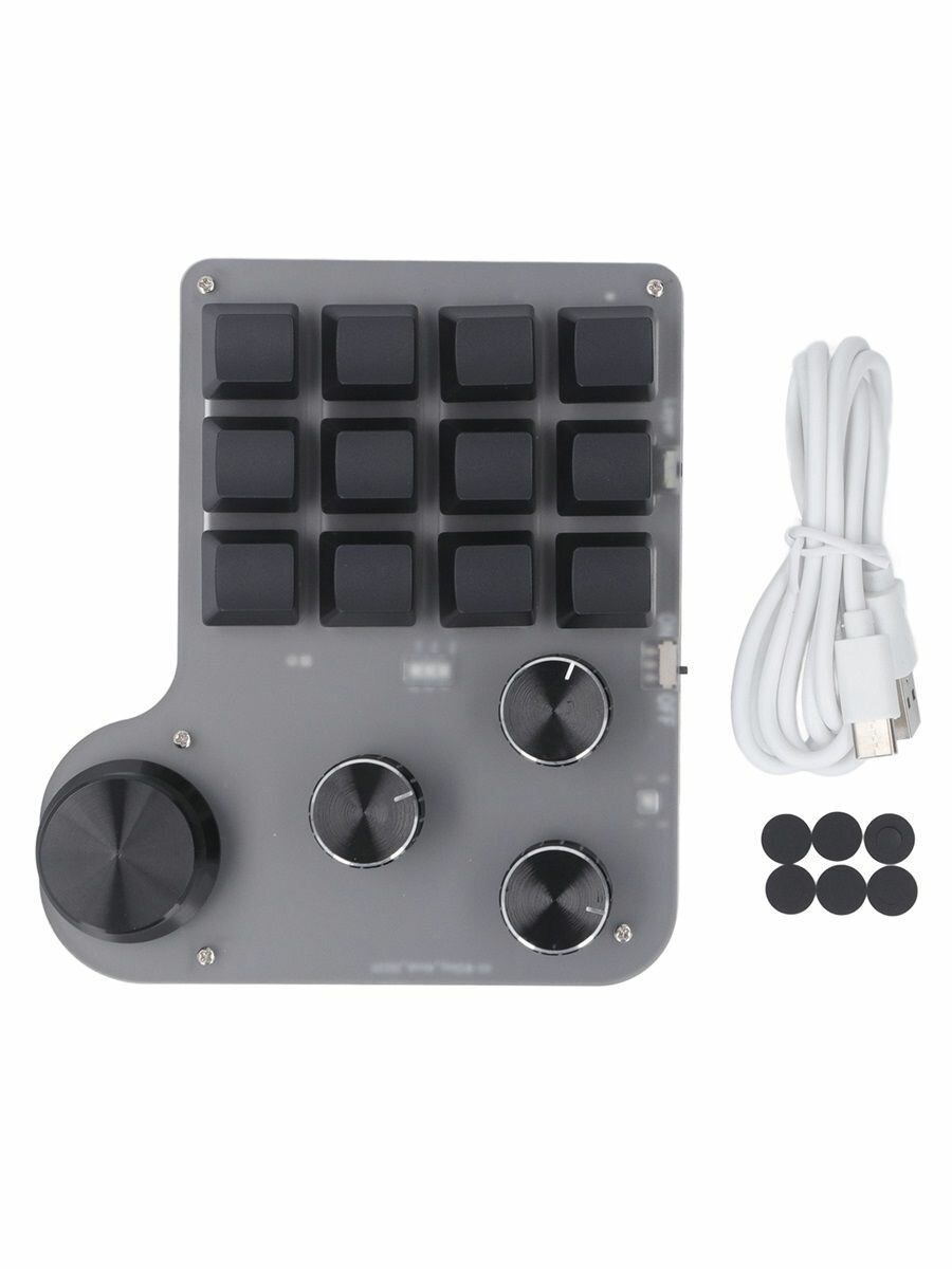 Программируемая игровая клавиатура USB C BT, 12 клавиш, 4 ручки, механический синий переключатель, 3 режима 2,4G, светодиодная подсветка RGB, компактная мини-клавиатура для игр на ПК