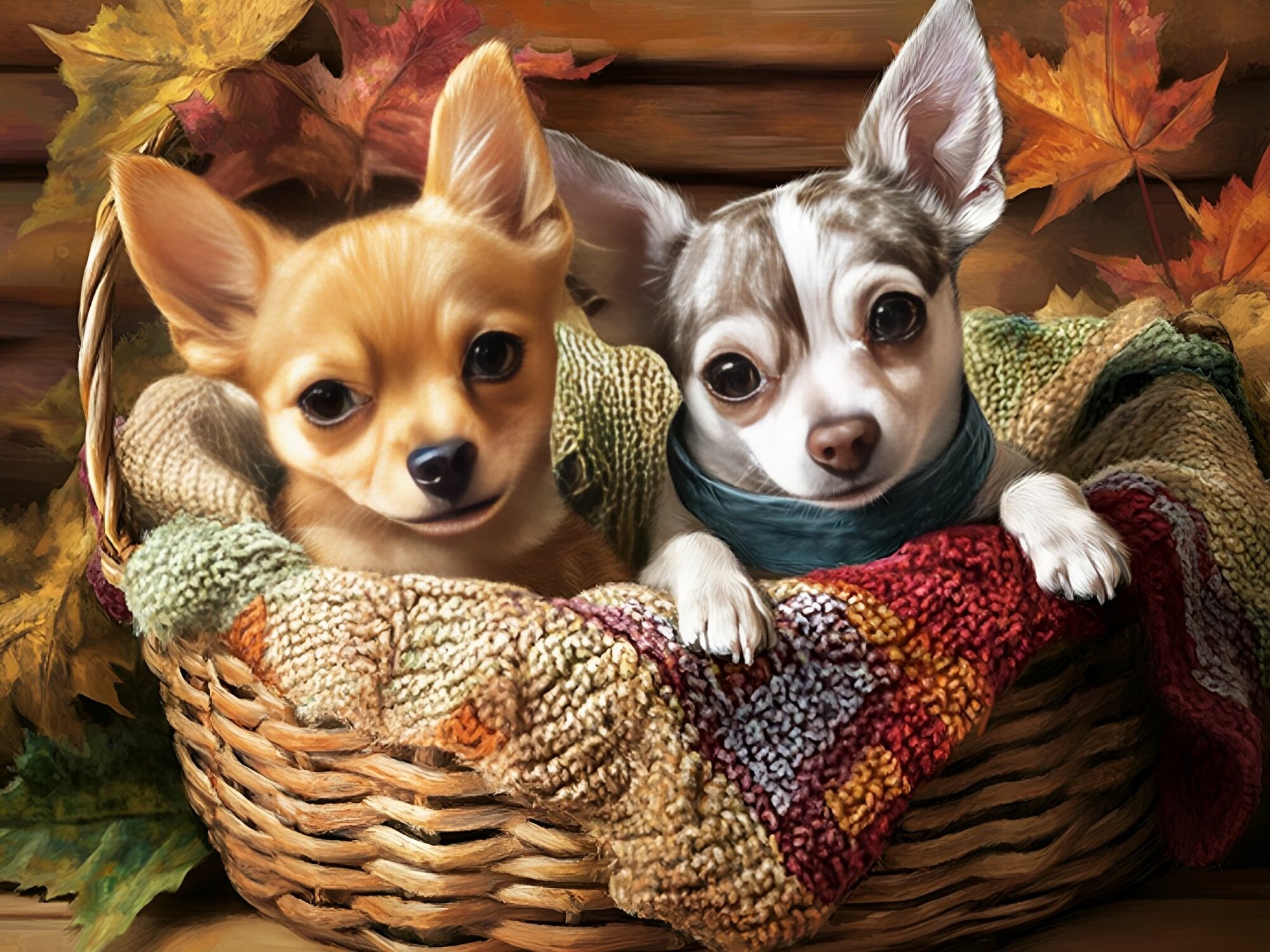 Картина по номерам на подрамнике 40*50 см "Умильные чихуахуа"