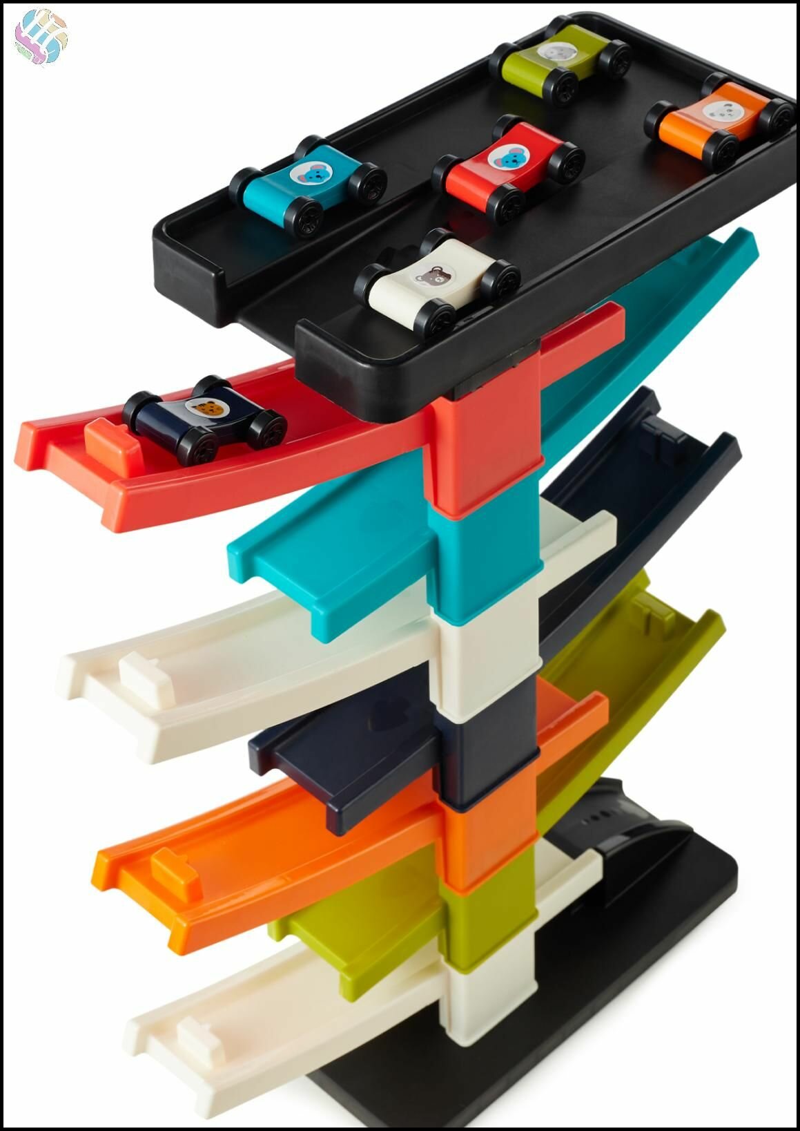 Автотрек Happy Baby FUNNY RAMP 331884 с машинками, разноцветные, 8 уровней