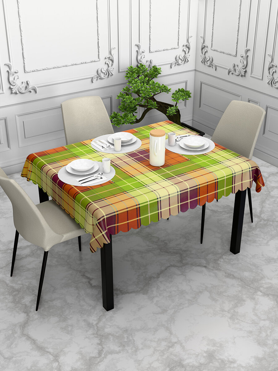 Скатерть клеенка на стол на кухню 120х140 см водоотталкивающая на тканевой основе Кантри