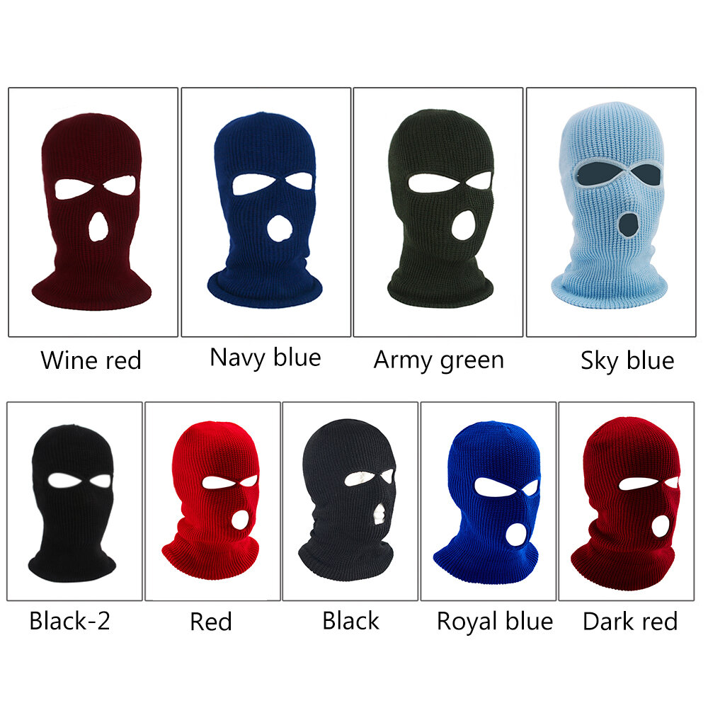 Тепловая маска для лица, ветрозащитная, 3-дырочная, зимняя, трикотажная, велосипедная маска, утеплитель для шеи, подкладка под шлем мотоцикла, шапка с максимальным сохранением тепла, полнолицевая, лыжная маска