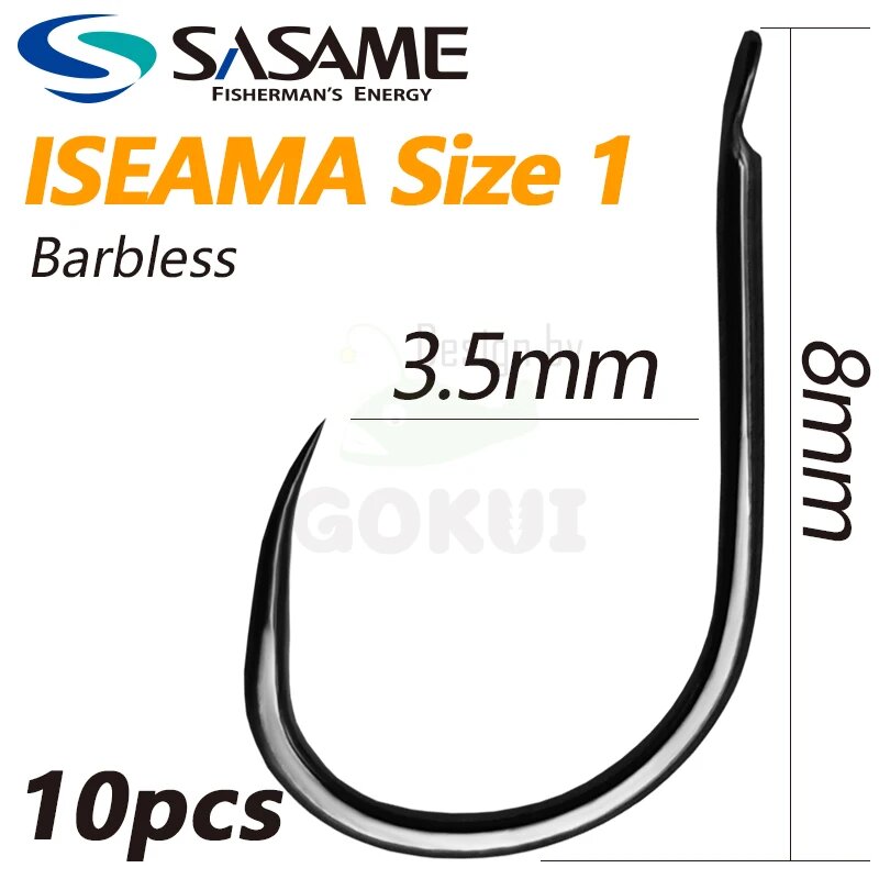 SASAME Рыболовный крючок для карпа Iseama из высокоуглеродистой стали Черный, Size 1 10pcs