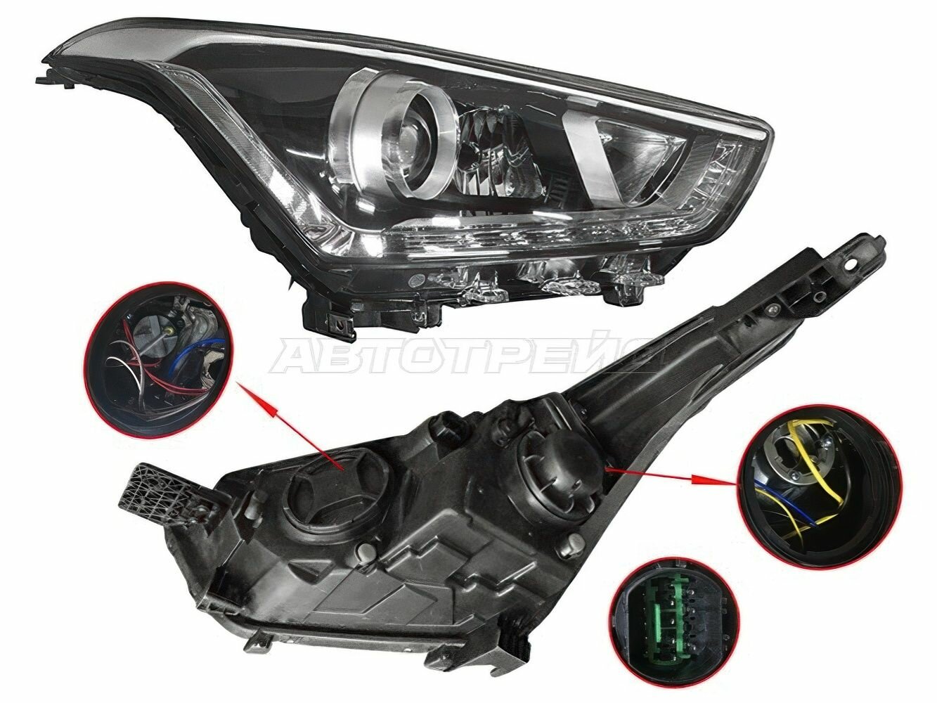 Фара правая, диодная, линза для Хендай Крета арт ST1211112R SAT