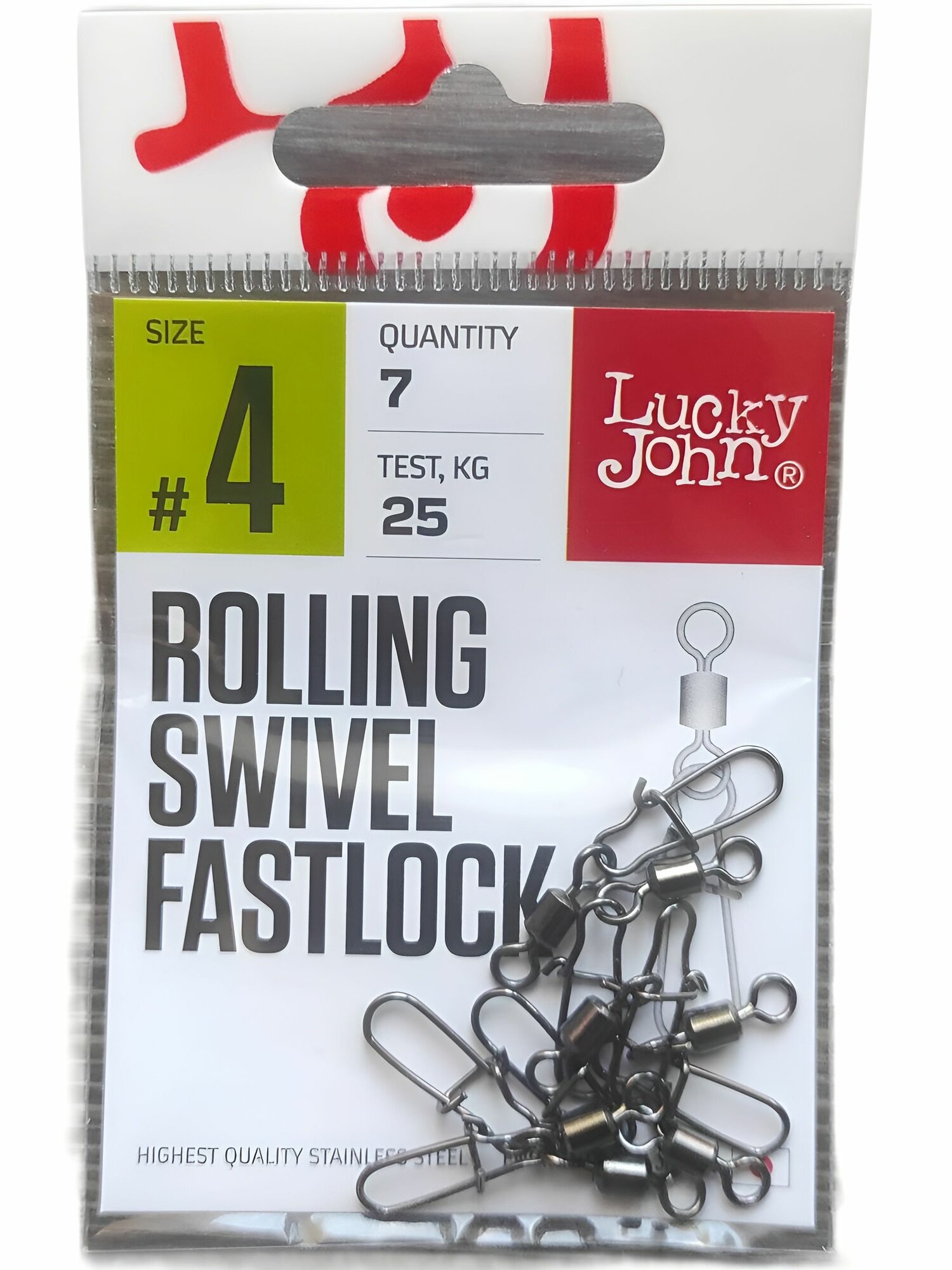 Вертлюги c застежкой LJ Pro Series ROLLING SWIVEL FASTLOCK, №4, 7шт.