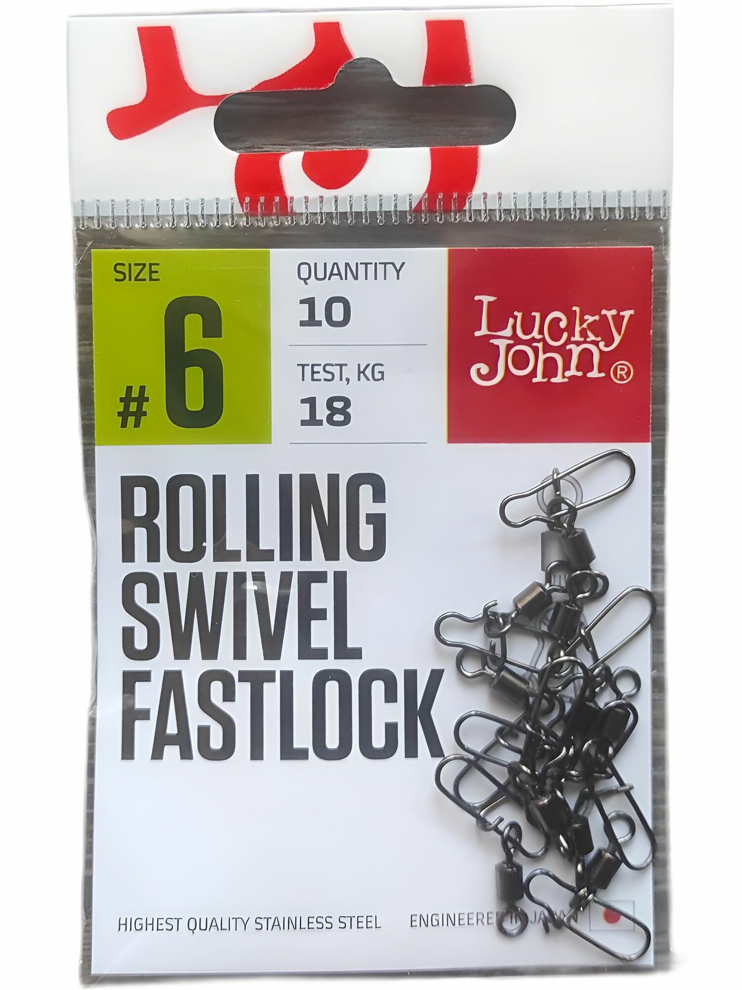 Вертлюги c застежкой LJ Pro Series ROLLING SWIVEL FASTLOCK, №6, 10шт.
