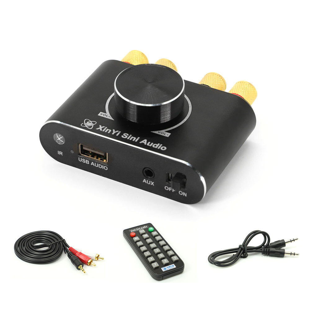 50W+50W BT 5.1 Мощный Аудио-Амплификатор Портативный Звуковой Амплификатор Для Автомобиля и Дома Черный Красный Алюминиевый сплав 4-8Ω 9-24Вольт 5А 78*52*35мм 100гр