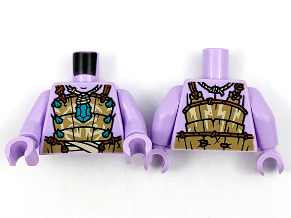 Torso Dark Tan Armor, Dark Turquoise Jewel and Spikes, Dark Orange Ropes Pattern / Lavender Arms / Lavender Hands, 973pb4207c01 Lavender U