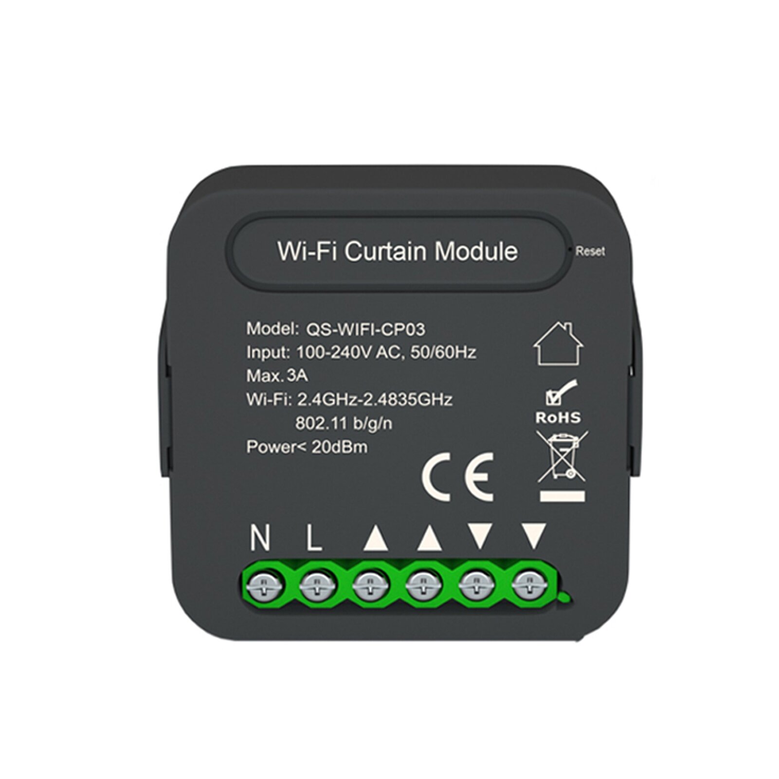 Модуль интеллектуального управления шторами Tuya WiFi QS-WIFI-CP03 с возможностью модификации для домашнего использования, совместным использованием с мобильным телефоном, функцией таймера и управлением через приложение с помощью голосовых команд.