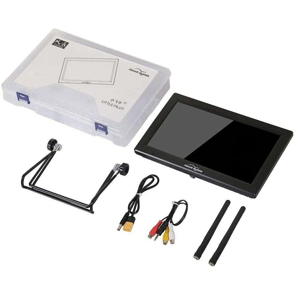 Hawkeye Little Pilot Captain X - монитор 5.8ГГц 10.2 дюйма с DVR записью и двойным приемником. 96 каналов, для видеонаблюдения и мониторинга RC техники. Четкое изображение, портативный дизайн.